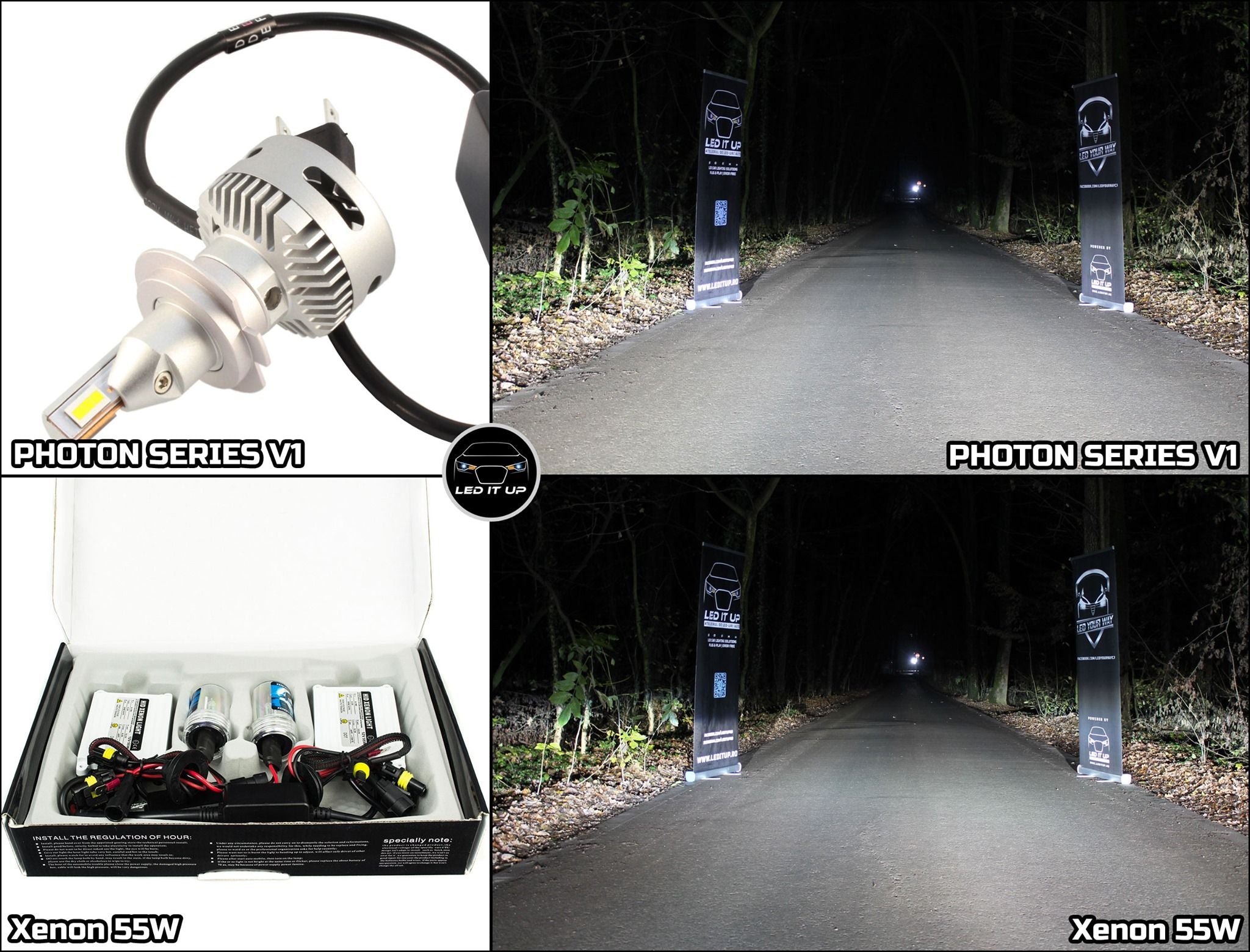 Teste comparative: Kit LED Photon Series V1 vs. Instalatie Xenon AE 55 ...
